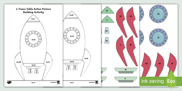 👉 4 Times Table Active Picture Building Activity - Maths