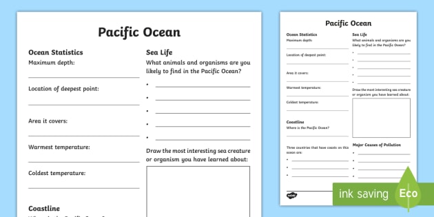Pacific Ocean Fact File Activity