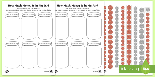 How Much Money Is In My Jar Making 20 Worksheet