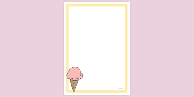 FREE! - Simple Blank Ice Cream Single Scoop Page Border | Twinkl