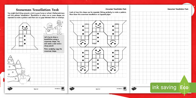 Snowman Tessellation Worksheet (teacher made)