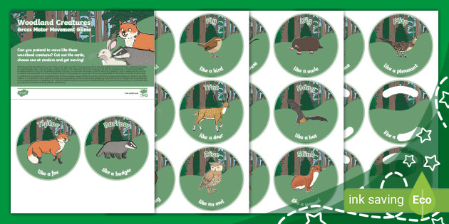Woodland Creatures Gross Motor Movement Game (teacher made)