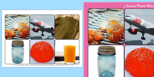 Initial j Sound Photo Matching Board and Cards