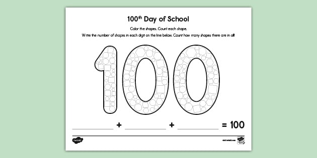 100th day coloring pages kindergarten
