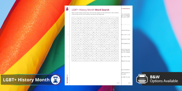 LGBT+ History Month Word Search | Events | Beyond RSE