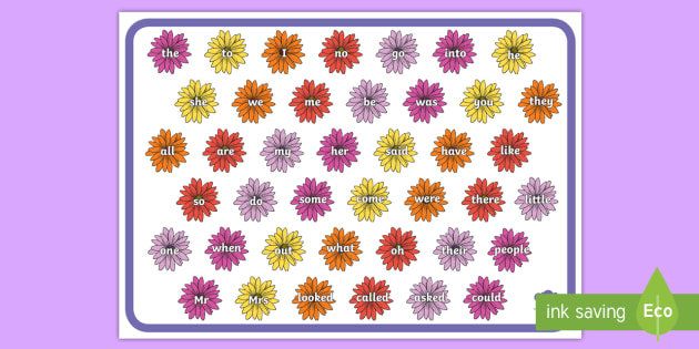 Coloured Flower Wall Tricky Word Mat - Coloured Flower Wall Tricky Word Mat