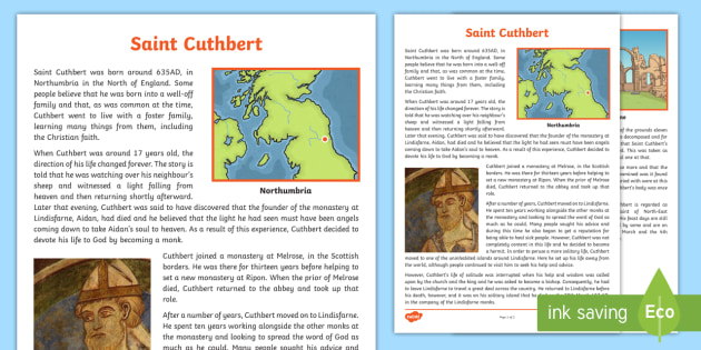 Saint Cuthbert Fact Sheet (teacher made)
