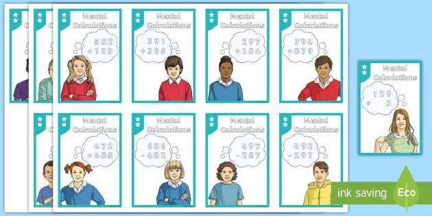Mental Calculation One, Two and Three-Digit Number Matching Cards