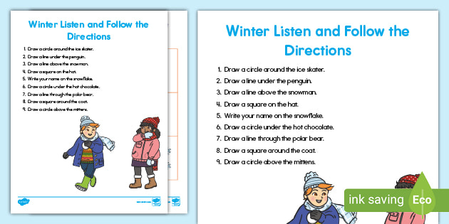 Winter Listen and Follow the Directions Activity