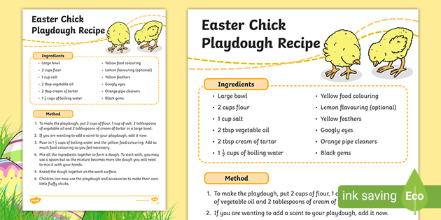 Easter Chick Playdough Recipe (teacher made)