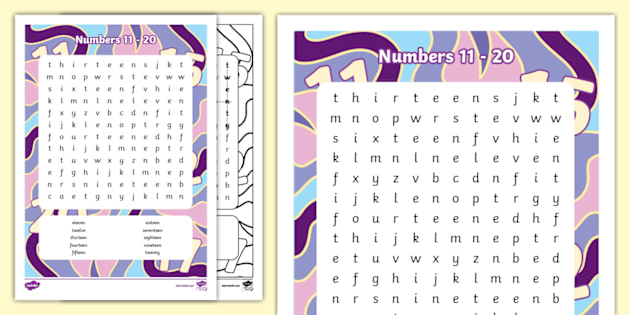 Numbers 120 In English Word Search Puzzle By Interactive Printables