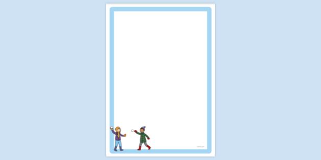 FREE! - Children Throwing Snowballs at Each Other Page Border