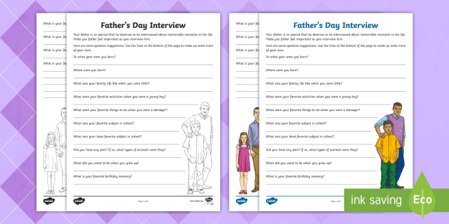 * NEW * Father's Day Interview Activity Sheet - Celebrate