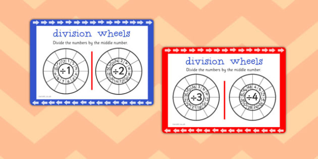 Division Wheels Maths Challenge Cards - division, wheels, maths