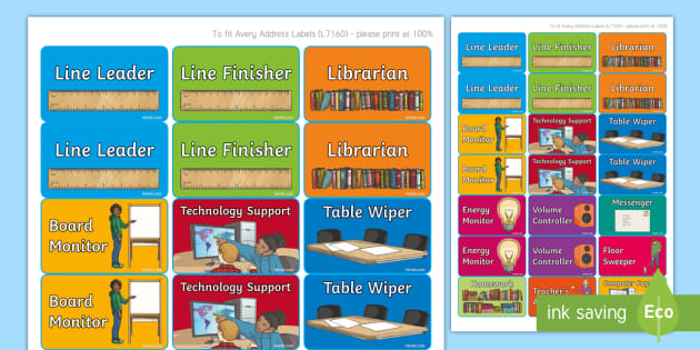 CfE Classroom Jobs Display Labels