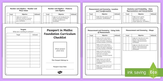 Foundation Passport in Maths: Australian Curriculum Checklist
