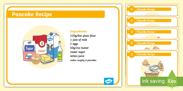 Pancake Recipe Sheets With Measurements (teacher made)