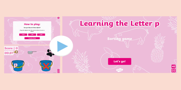 Learning the Letter 'p' Interactive Sorting Game