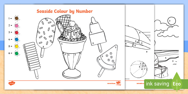 FREE! - 👉 EYFS Seaside Colour by Number Activity