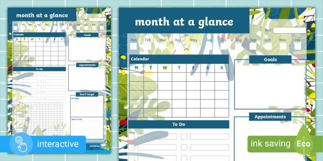 * NEW * Blue Forest Month at a Glance | Twinkl Busy Bees