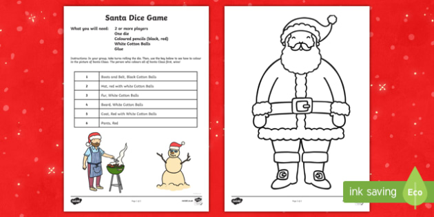 Santa Dice Game - Christmas - Parents (teacher made)