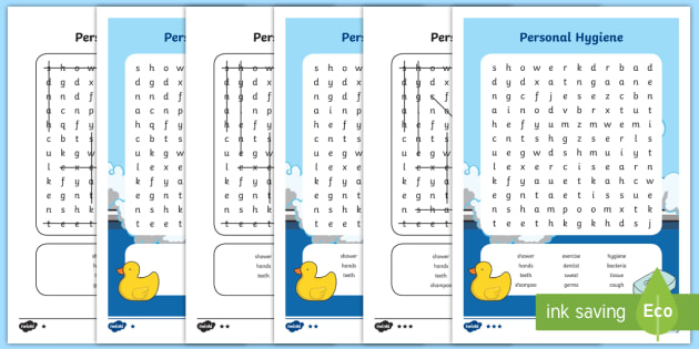 1st level Personal Hygiene Word Search (teacher made)