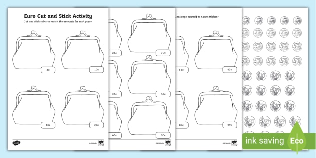 First Class Cut and Stick Euro Worksheet (teacher made)