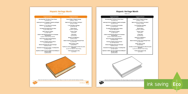 Hispanic Heritage Month Book List (teacher made)
