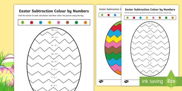 Easter Subtraction Colour by Number (teacher made)