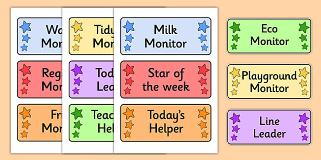 Editable Classroom Monitor Badges - Editable pupil job badges, monitors