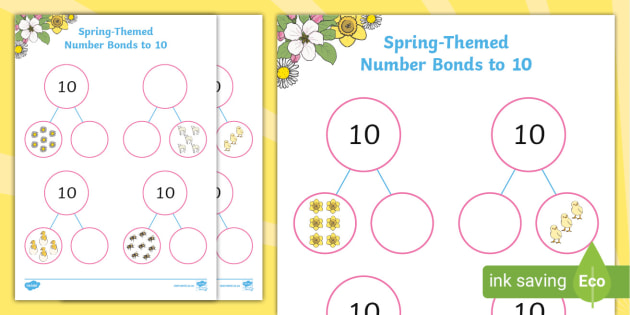 Spring-Themed Number Bonds to 10 (teacher made)