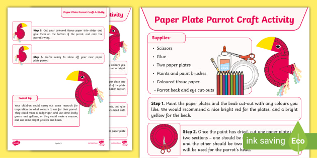 FREE! - Paper Plate Parrot Craft Activity (Teacher-Made)