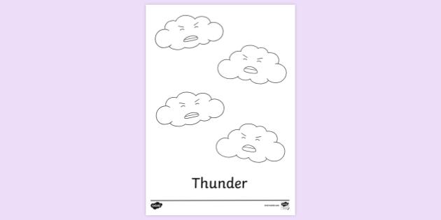 FREE! - Thunder Colouring Sheet | Colouring Sheets | Twinkl
