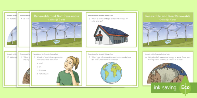 Renewable and Non-Renewable Challenge Cards - Earth Science
