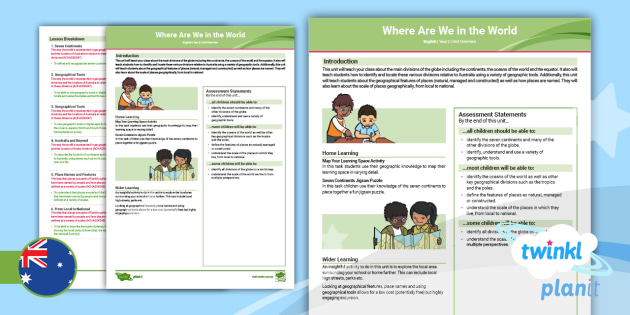 FREE! - Year 2 Geography Where Are We in the World Unit Overview