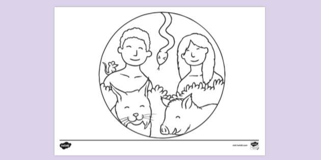 FREE! - Adam and Eve Colouring Page | Colouring | Colouring Sheets