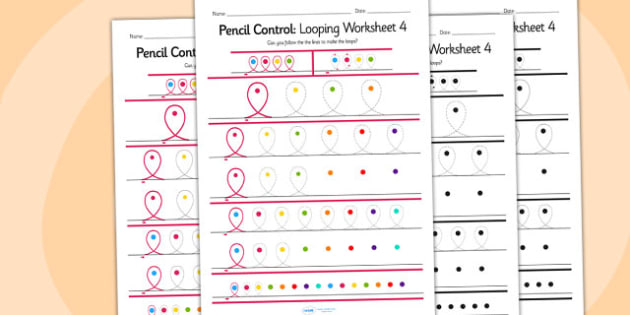 Pencil Control Looping Worksheet 4