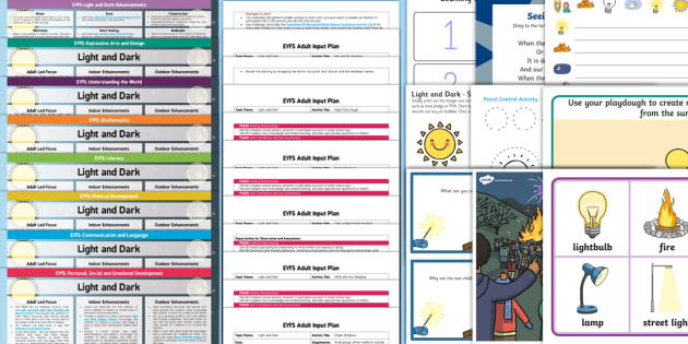 EYFS Light and Dark Lesson Plan Enhancement Ideas and Resources Pack