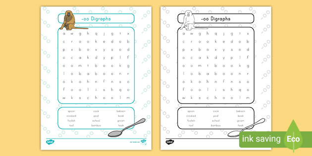 -oo Digraphs Word Search (teacher made)