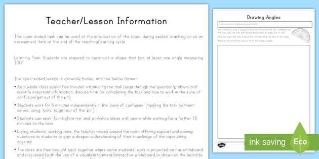 Drawing Angles Open Ended Task Worksheet / Worksheet
