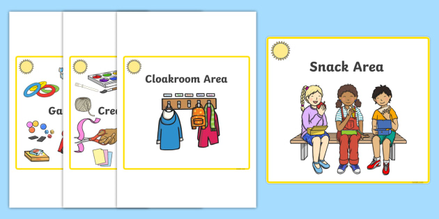 FREE! - Sunshine Themed Editable Square Classroom Area Signs (Colourful)