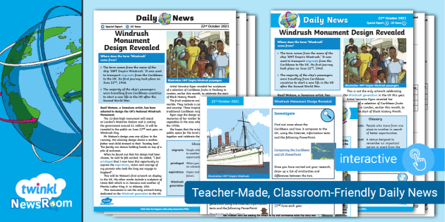 News for Kids: Windrush Monument | Reading Comprehension KS2