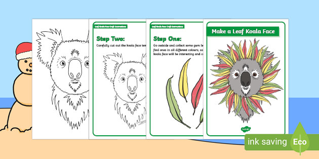 Gum Leaf Koala Face Craft Instructions (teacher made)