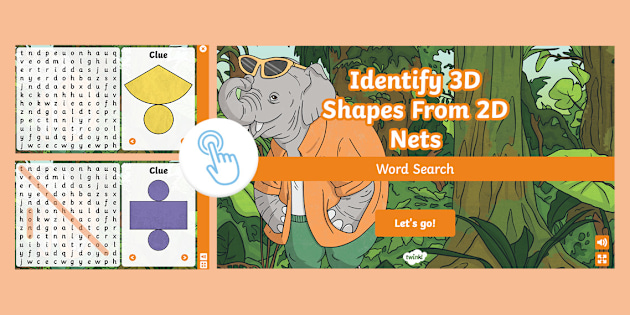 Identify 3D Shapes From 2D Nets KS2 Maths Find the Answer Word Search Game