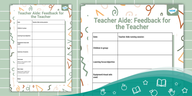 FREE! - Teacher Aides | Feedback for the Teacher | Boho Confetti