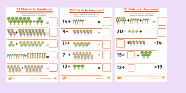 Sumas "El club de la Zanahoria" (teacher made)