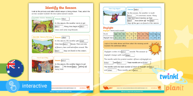 Year 1 Science Seasons Interactive Activity 1 (teacher made)