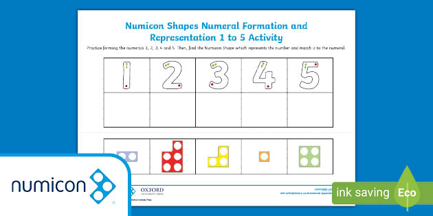 👉 Numicon Shape Number Formation & Representation 1-5 Activity
