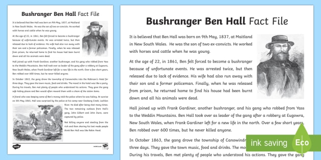 Bushranger Ben Hall Fact File