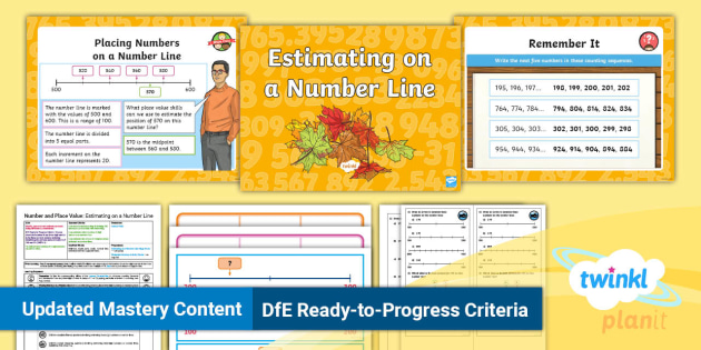 👉 PlanIt Maths Year 3 Place Value Lesson Estimate Number Line